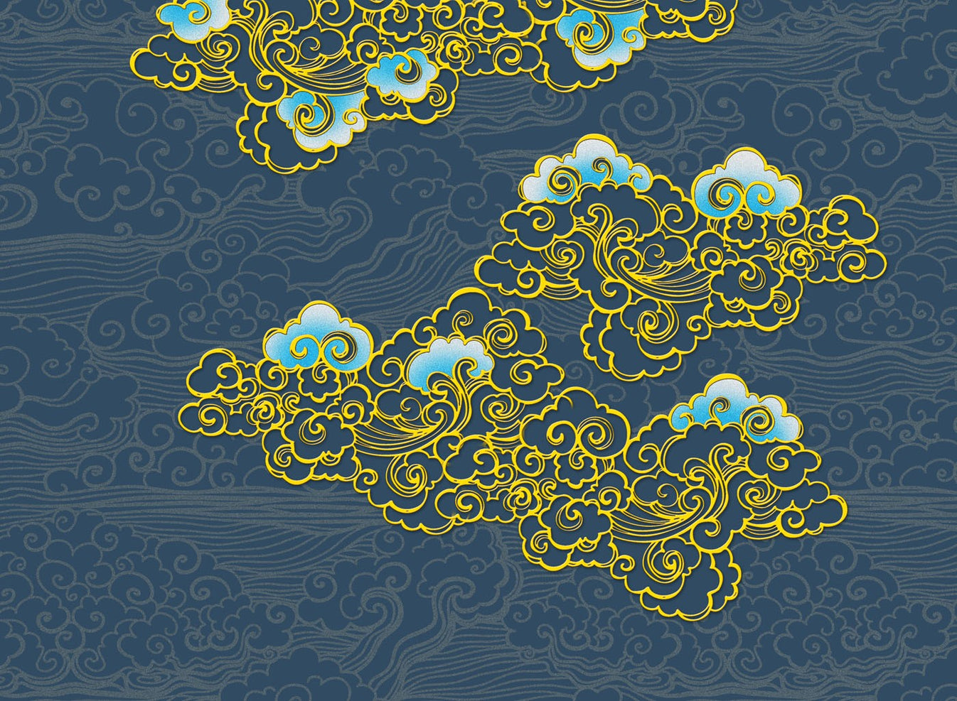 Xiangyun Art Chinoiserie Yellow Wallpaper Mural - Decorsmarket ...