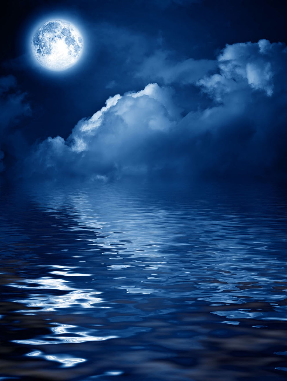 Moonlight Sea Nature Sky Blue Wallpaper Mural - Decorsmarket – DecorsMarket