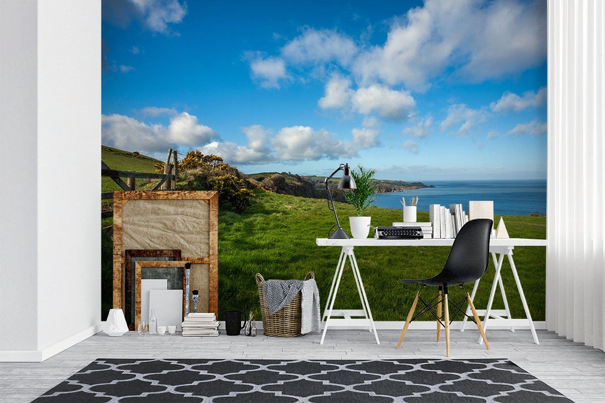 Prairie Sea Nature Grass Green Wallpaper Mural - Decorsmarket ...