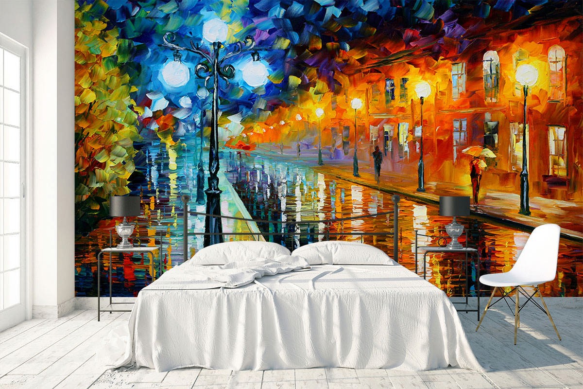 Oil Painting Art Traditional Red Wallpaper Mural - Decorsmarket ...