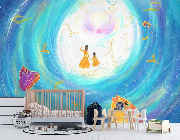 Fish Sea Kids Fantasy Blue Wallpaper Mural - Decorsmarket – DecorsMarket
