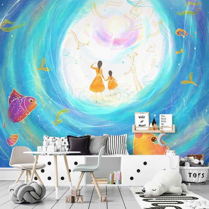 Fish Sea Kids Fantasy Blue Wallpaper Mural - Decorsmarket – DecorsMarket