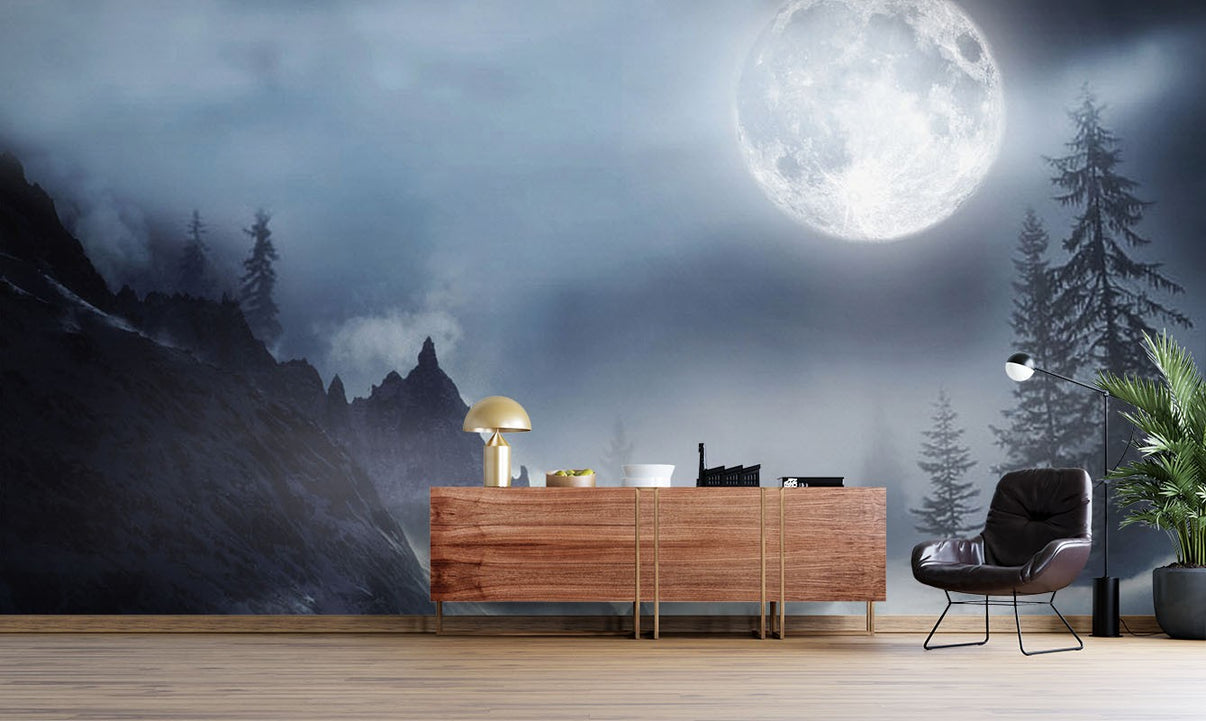 Night Sky Nature Gray Wallpaper Mural - Decorsmarket – DecorsMarket