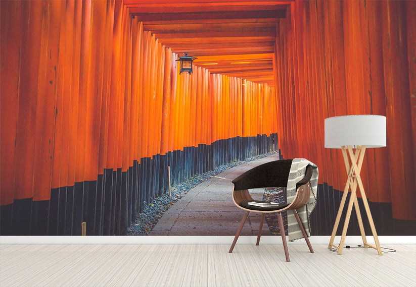 Torii Japan Floral Gardens Red Wallpaper Mural - Decorsmarket ...
