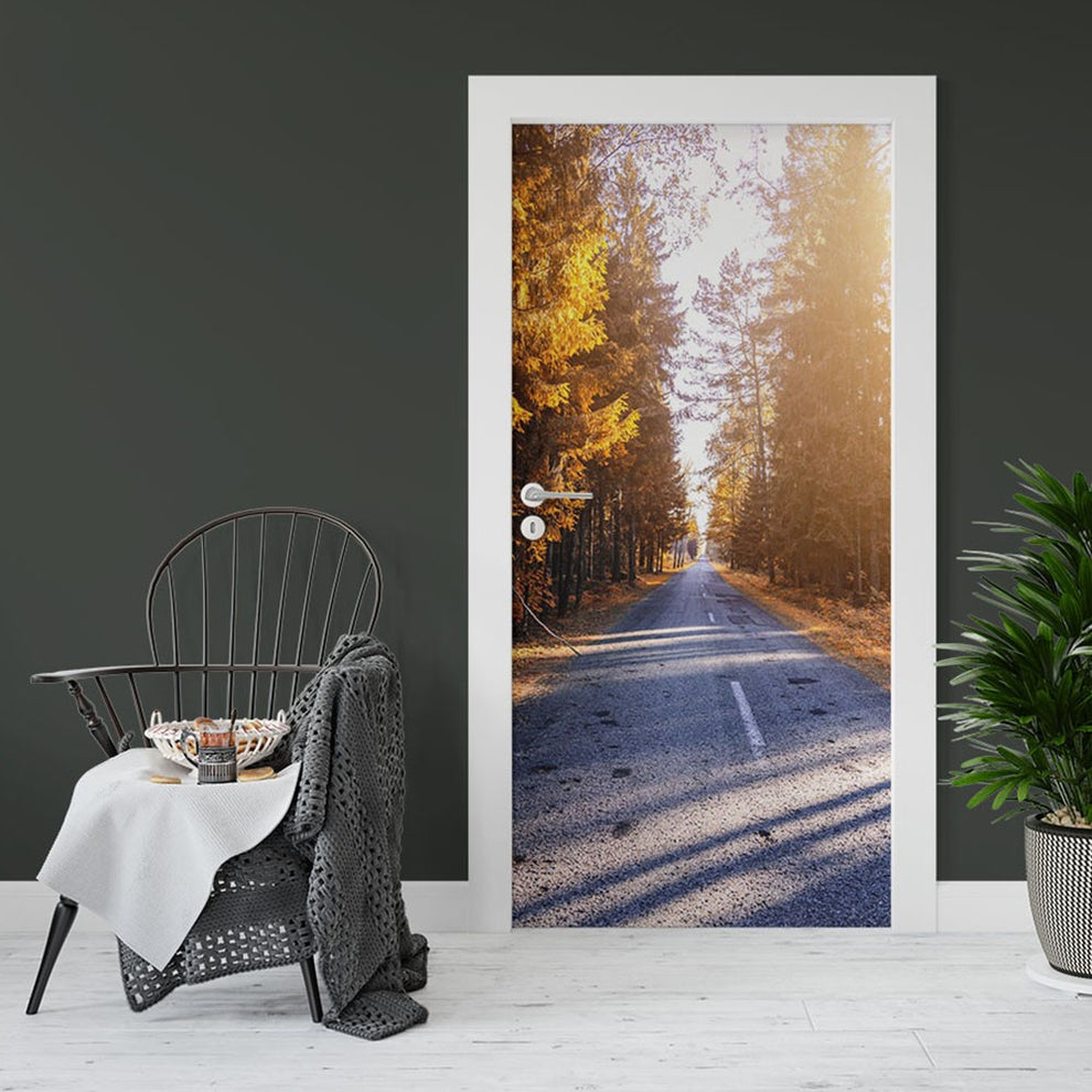 Road Forest Seasons Gold Custom Door Wrap Decal – DecorsMarket