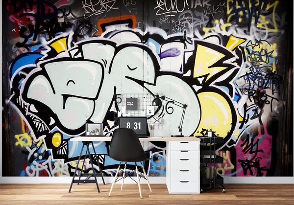 Graffiti Letters Multicolour Wallpaper Mural - Decorsmarket – DecorsMarket