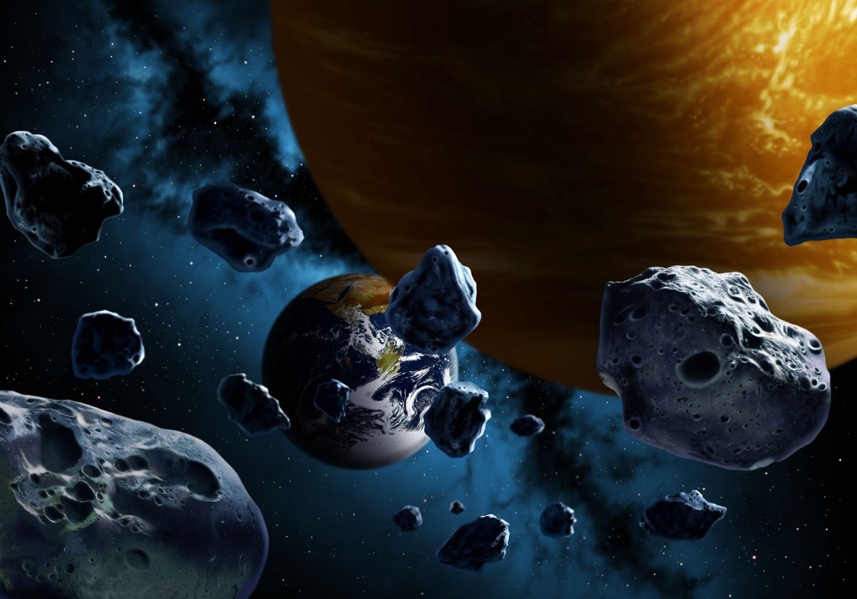 Earth Astroids Nature Space Blue Wallpaper Mural - Decorsmarket ...