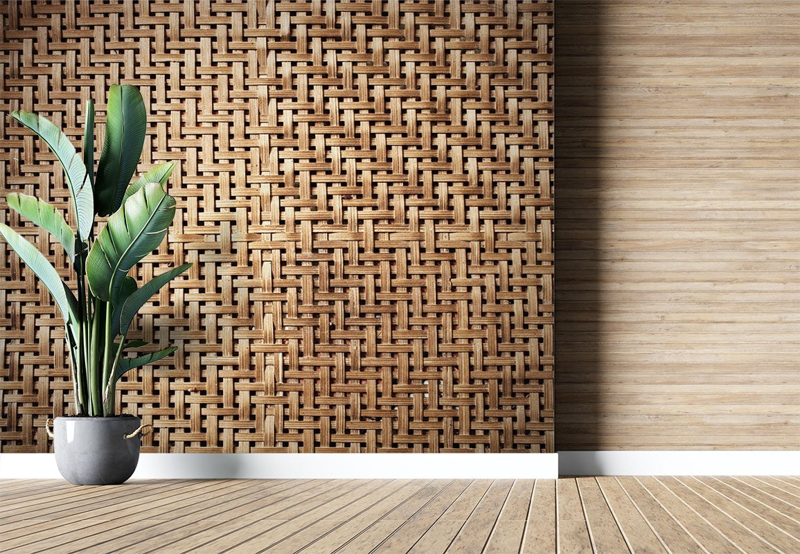 Rattan Pattern Texture Wood Brown Wallpaper Mural - Decorsmarket ...
