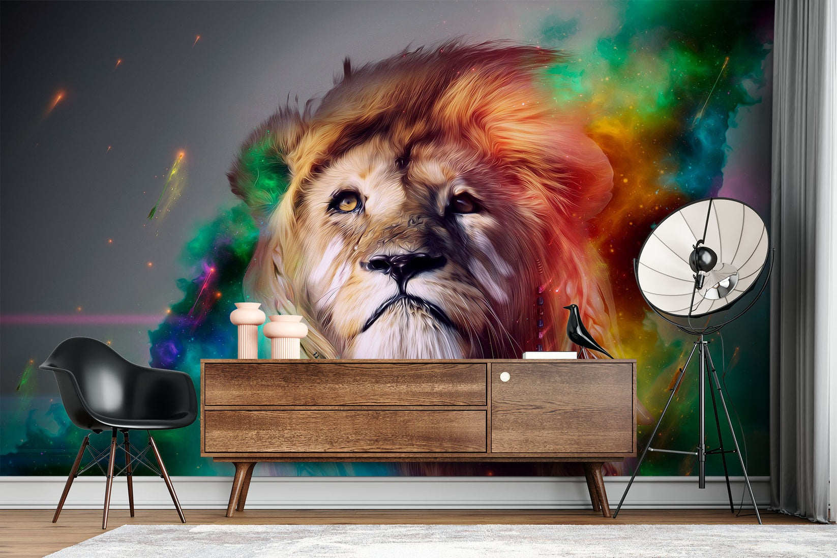 Lion Wild Animals Yellow Wallpaper Mural - Decorsmarket – DecorsMarket
