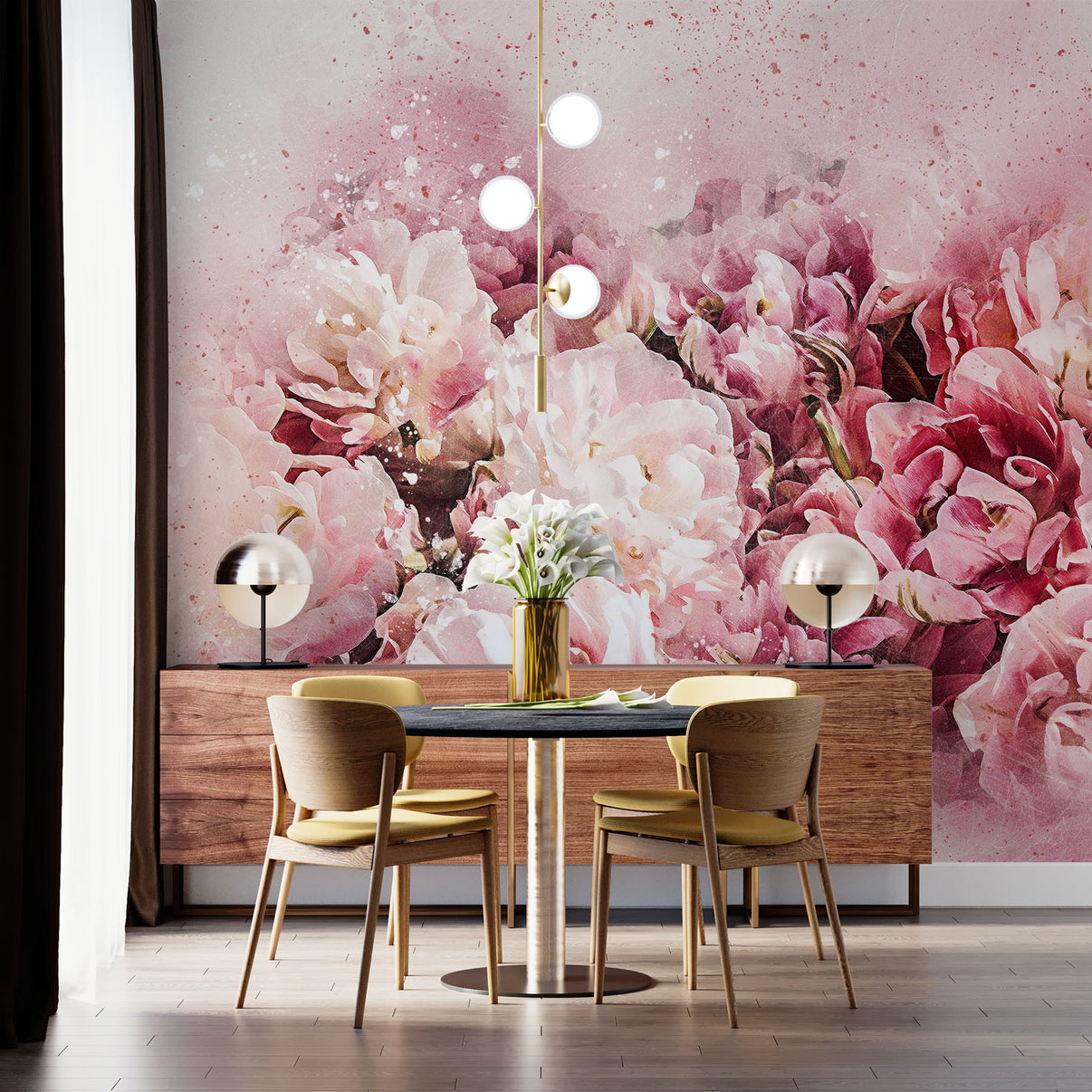 Flowers Floral Flowers Pink Wallpaper Mural - Decorsmarket – DecorsMarket