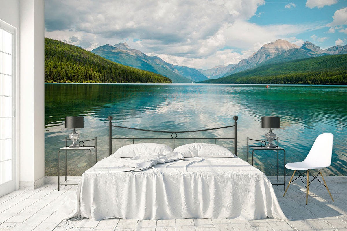 Sky Lake Nature Rivers Lakes Blue Wallpaper Mural - Decorsmarket ...