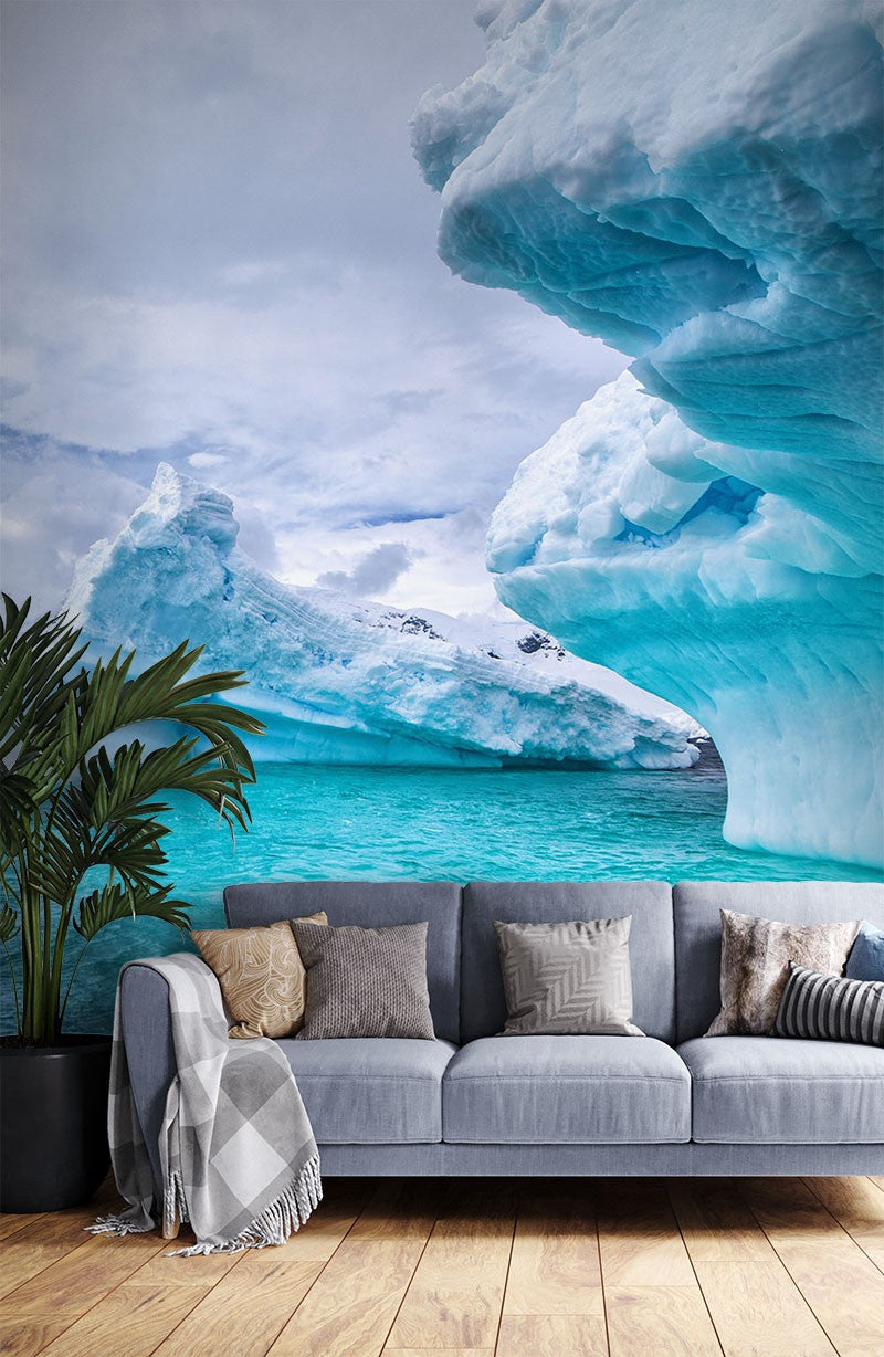 Arctic Iceberg Nature Icebergs Green Wallpaper Mural - Decorsmarket ...