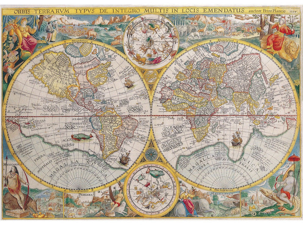 Nautical Era Maps Vintage Map Brown Wallpaper Mural - Decorsmarket ...