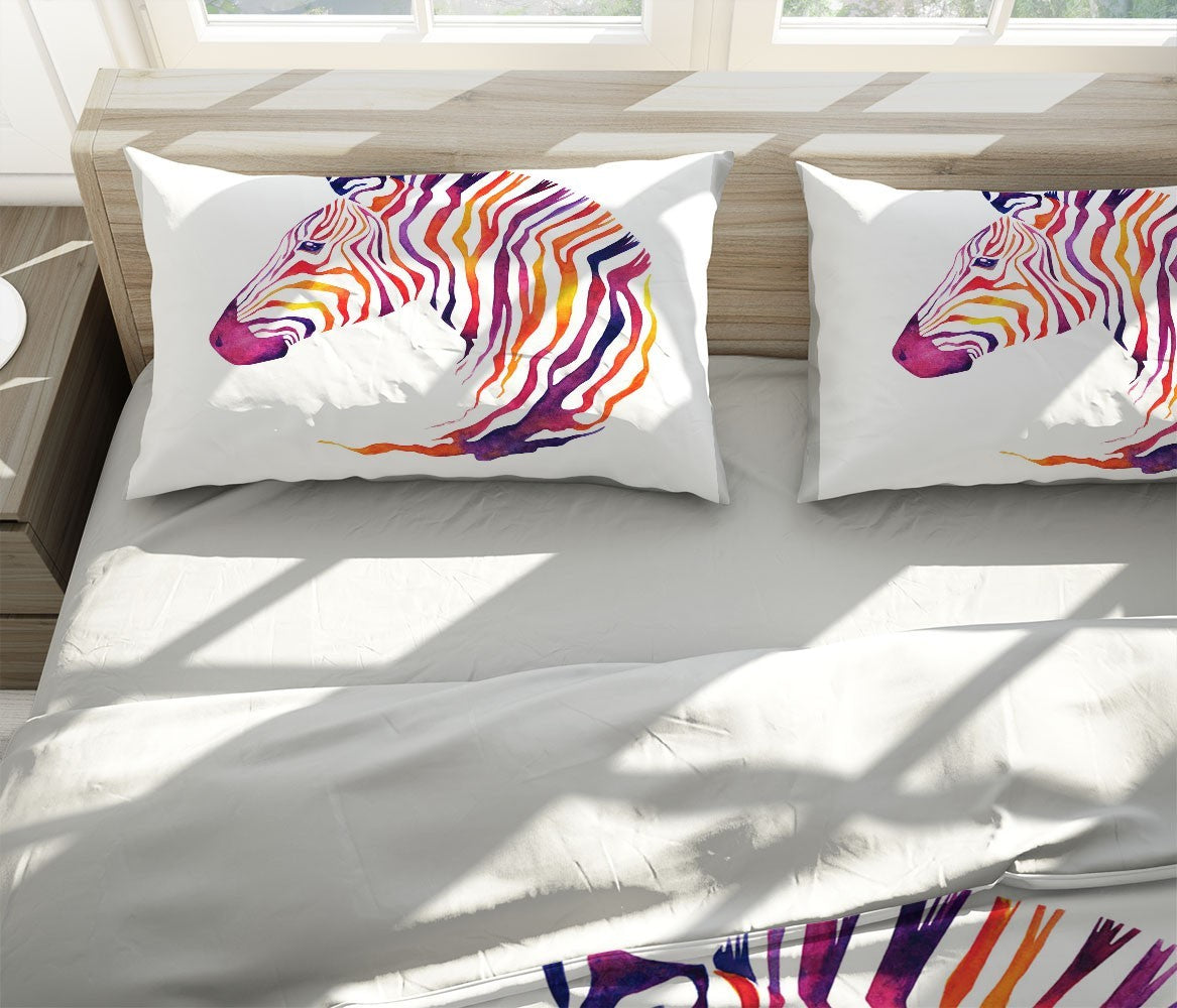 Colorful Zebra Animals Wild Animals Purple Duvet Cover Set – DecorsMarket