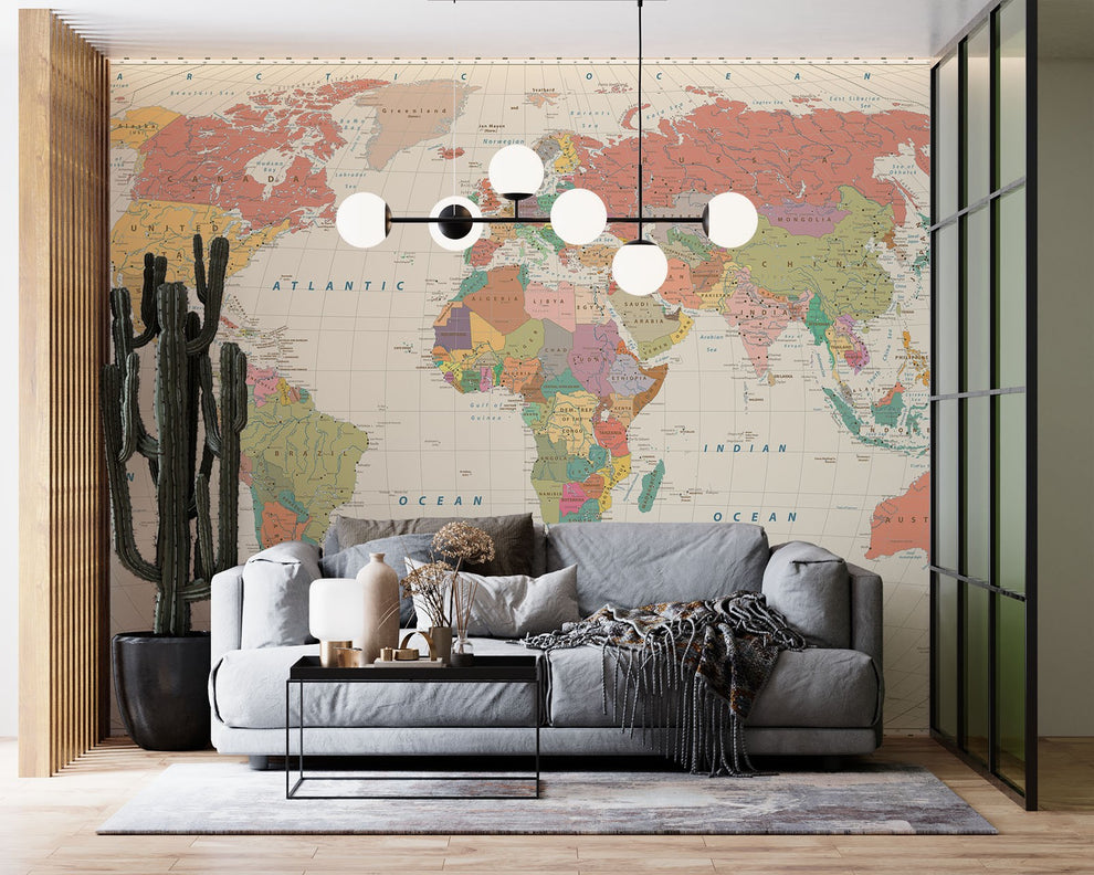 Color Country World Map Colorful Wallpaper Mural - Decorsmarket ...