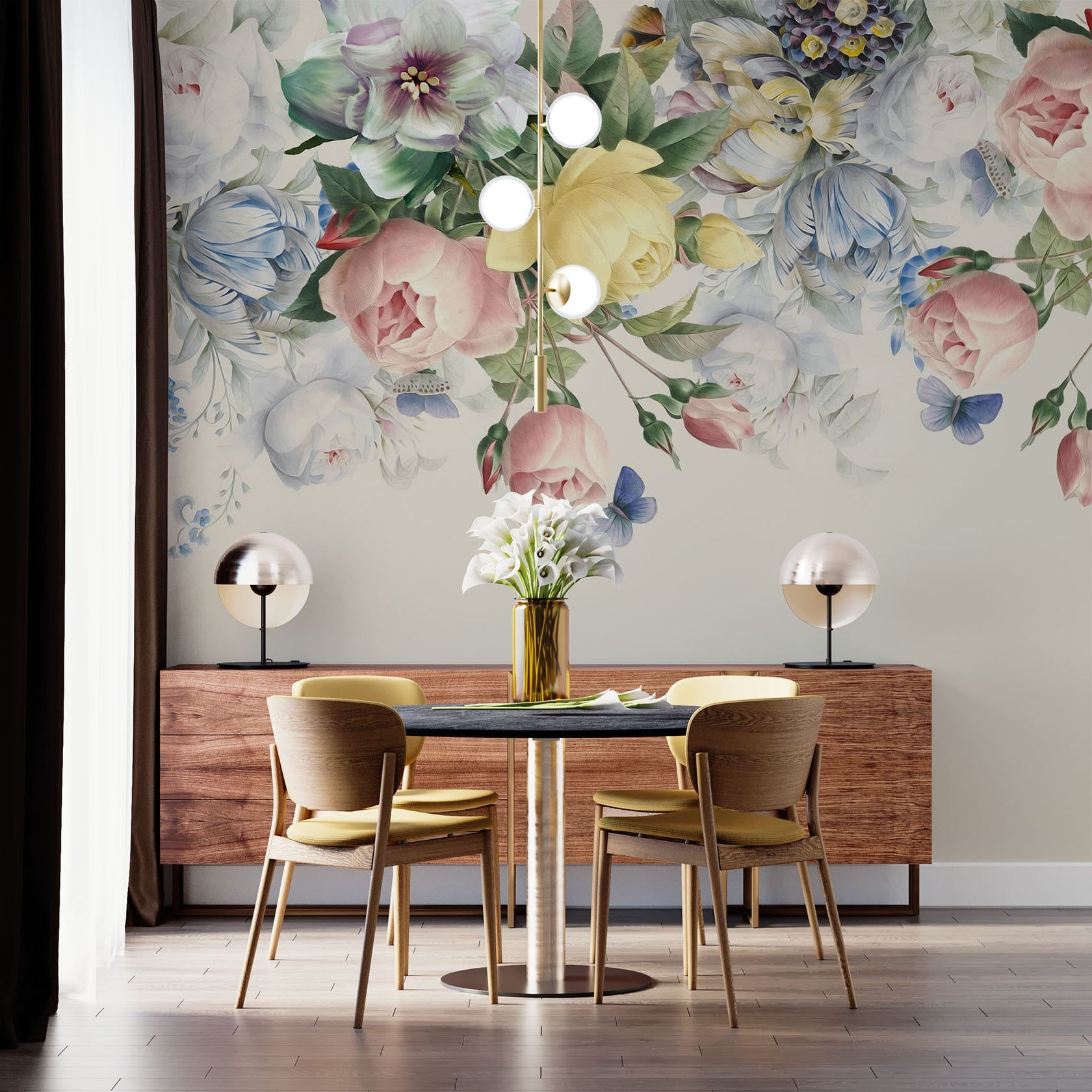 Bright Flowers Floral Flowers Bright Wallpaper Mural - Decorsmarket ...