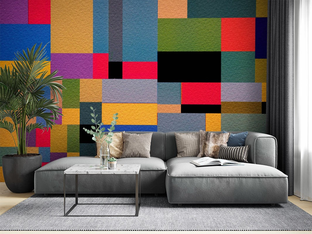 Faux Felt Squares Texture Surfaces Wallpaper Mural - Decorsmarket ...