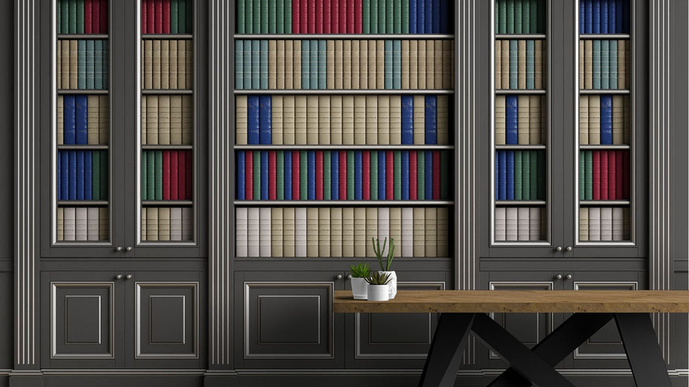Book Shelf Texture Surfaces Gray Wallpaper Mural - Decorsmarket ...
