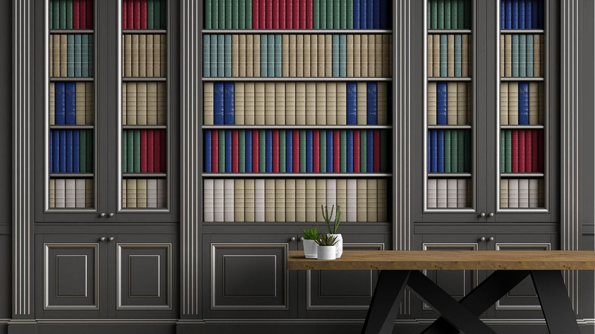 Book Shelf Texture Surfaces Gray Wallpaper Mural - Decorsmarket ...