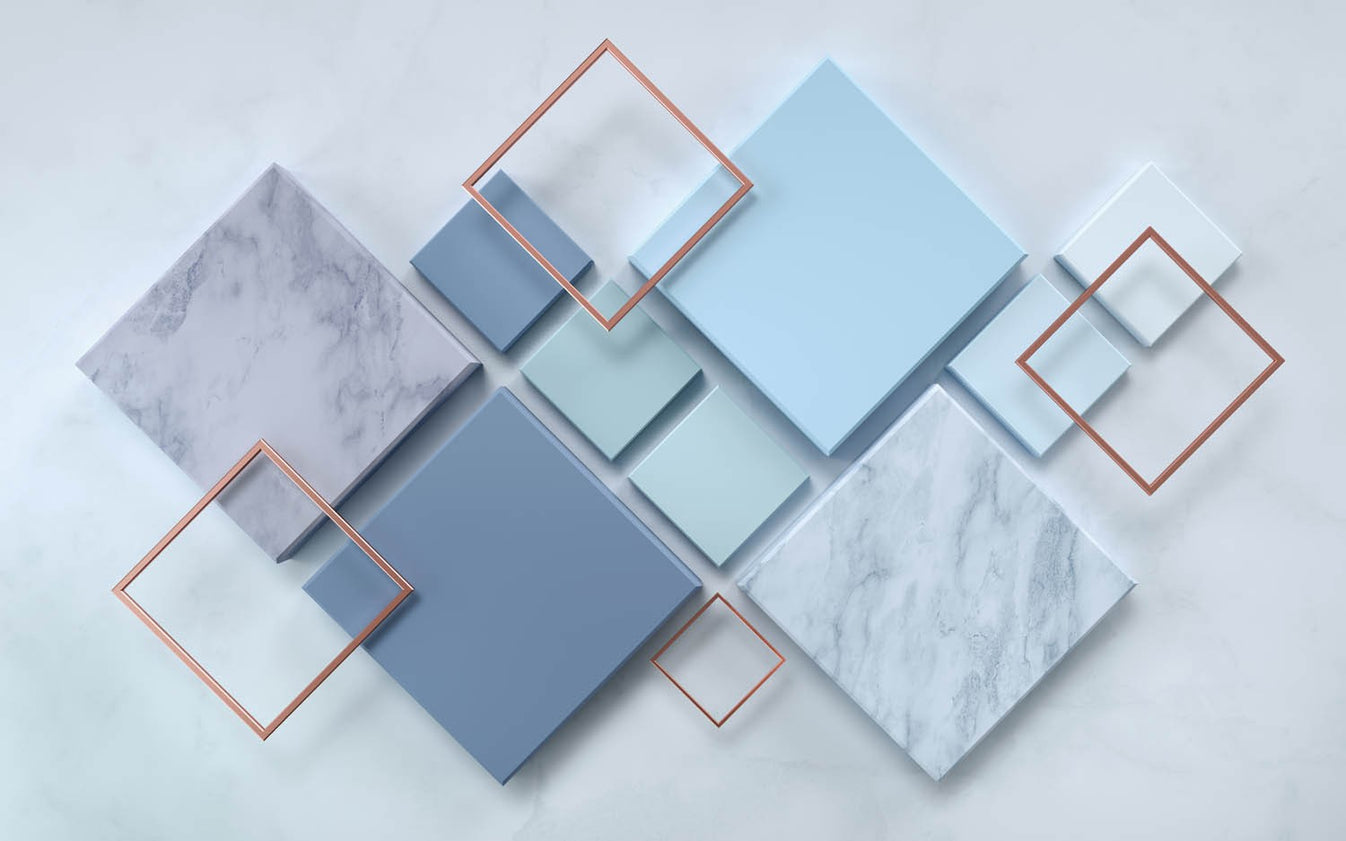 Marble Squares Texture Surfaces Blue Wallpaper Mural - Decorsmarket ...