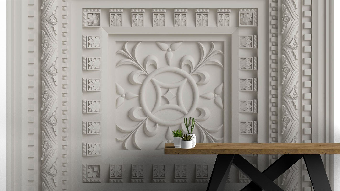 Relif Sculpture Texture Patterns Beige Wallpaper Mural - Decorsmarket ...