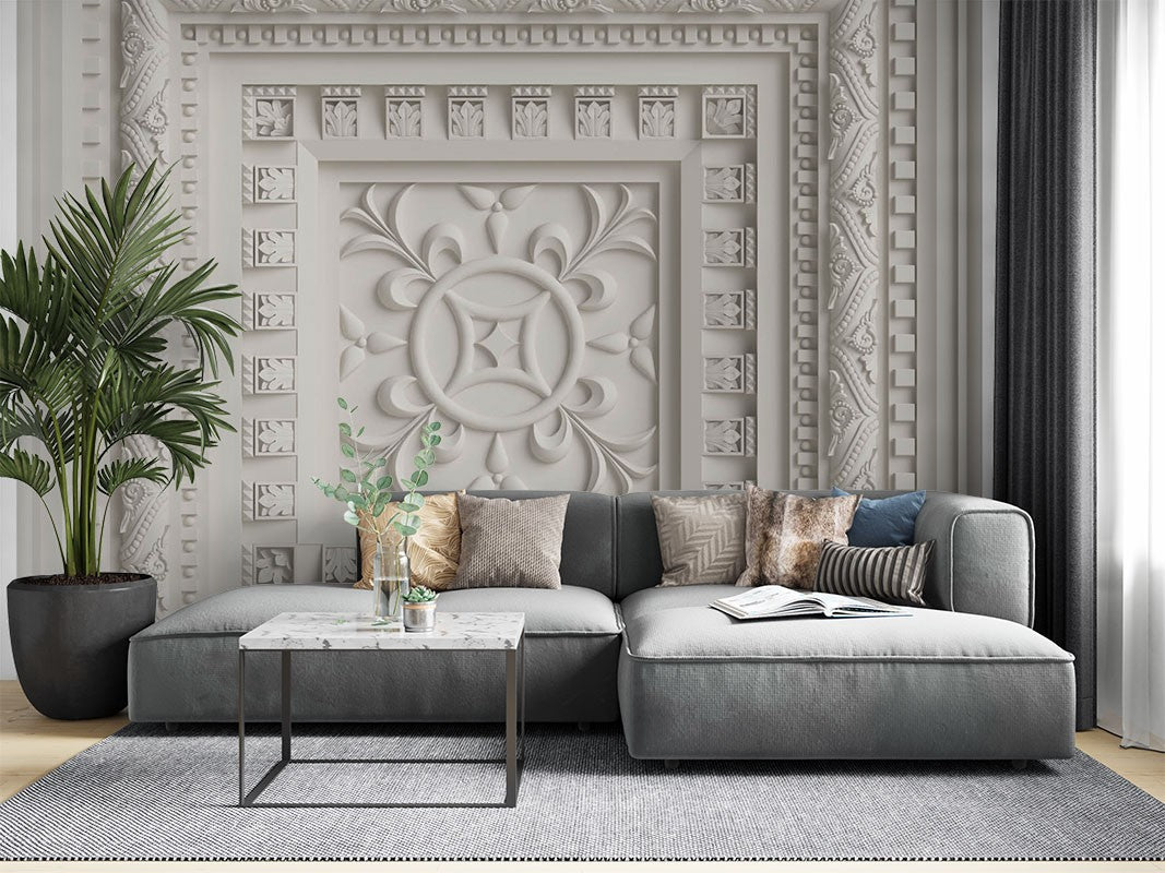 Relif Sculpture Texture Patterns Beige Wallpaper Mural - Decorsmarket ...