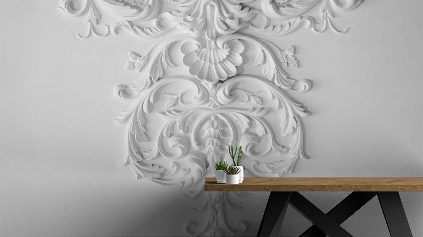 Relif Sculpture Texture Patterns White Wallpaper Mural - Decorsmarket ...