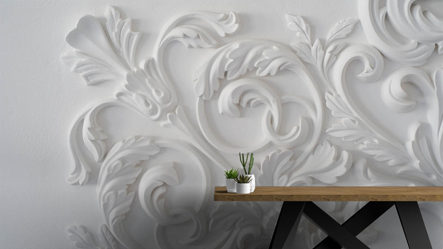 Relif Sculpture Texture Patterns White Wallpaper Mural - Decorsmarket ...