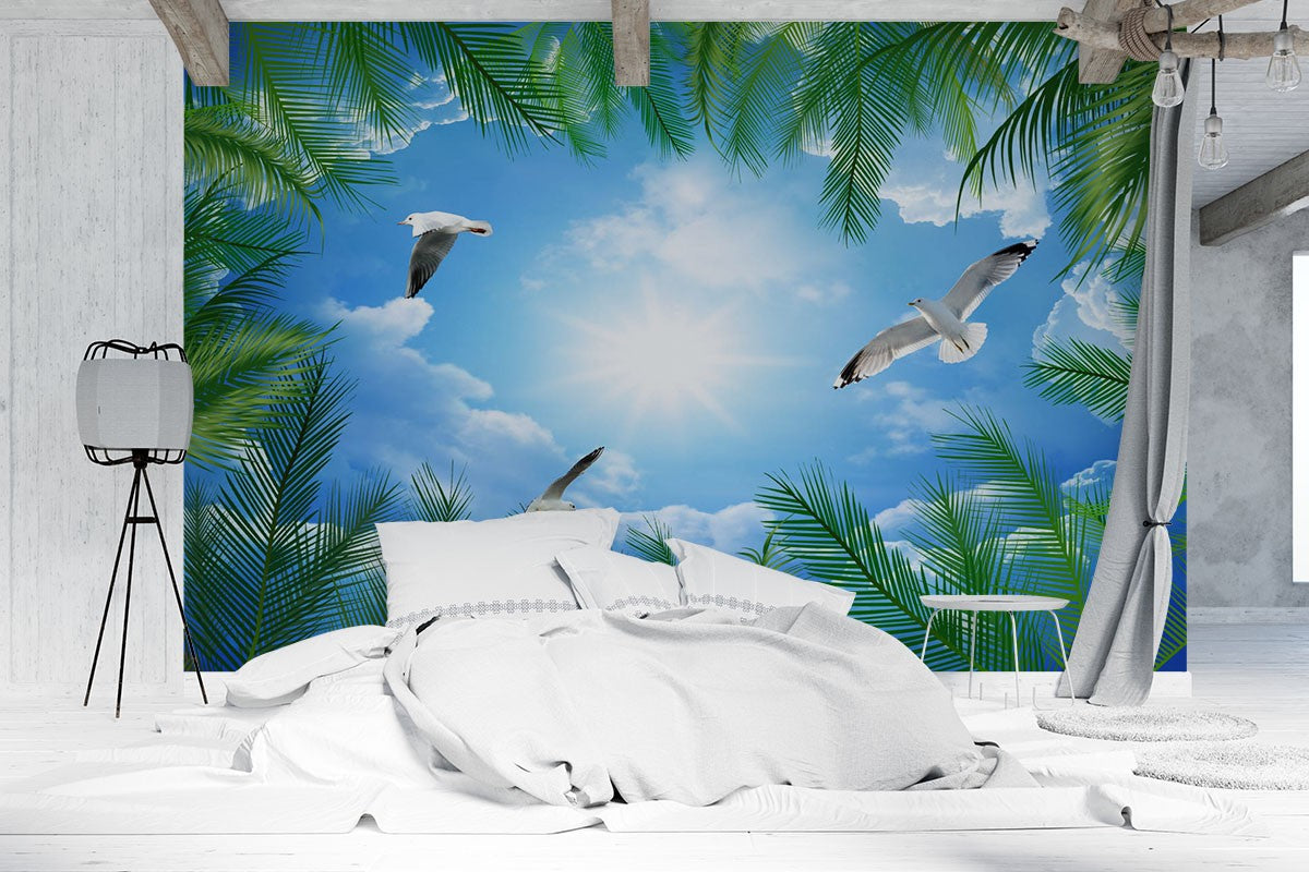 Bird Nature Sky Blue Wallpaper Mural - Decorsmarket – DecorsMarket