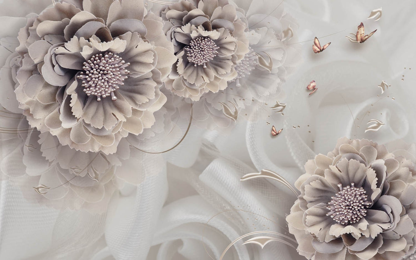 Silk Flower Art 3D Brown Wallpaper Mural - Decorsmarket – DecorsMarket