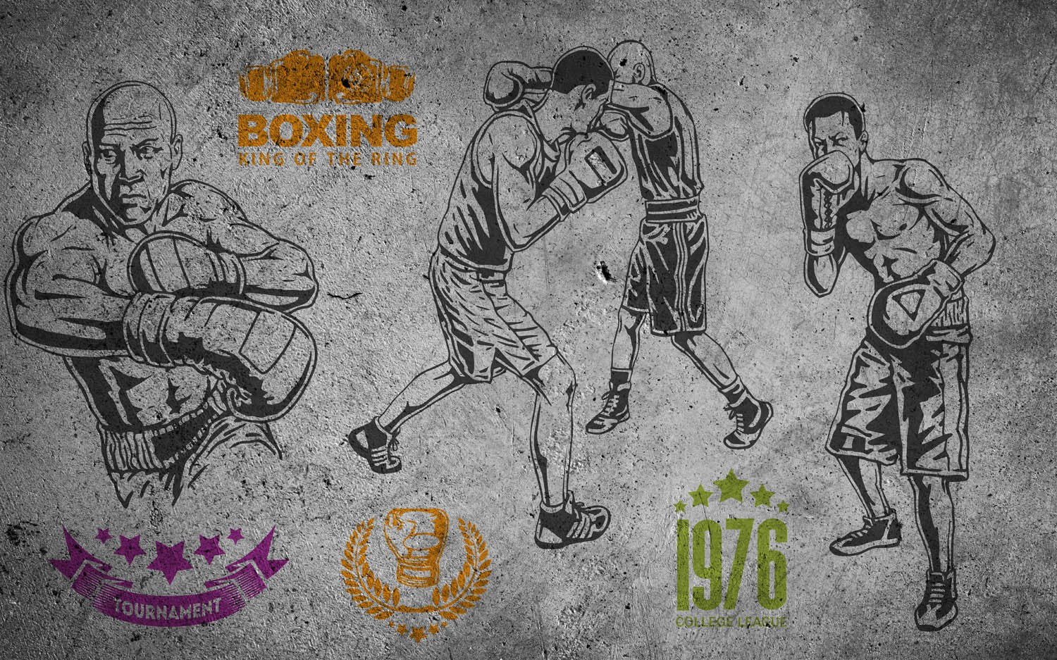 Cement Boxing Graffiti Black And White Wallpaper Mural - Decorsmarket ...
